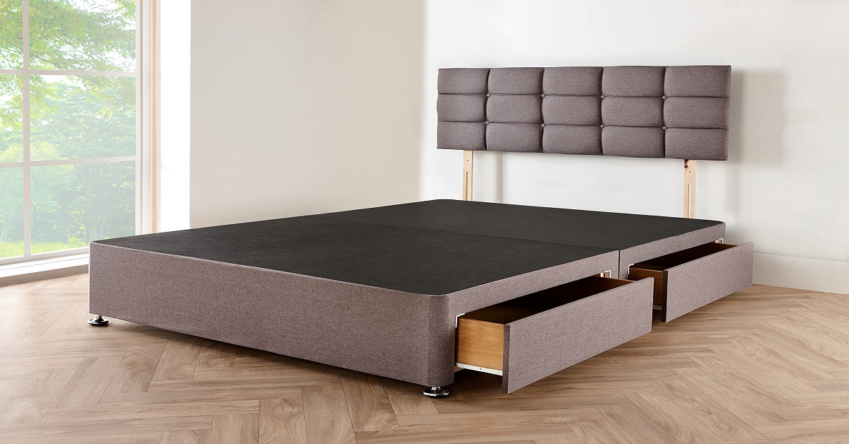 Prime Day Sale for Grey Chenille Divan Bed Base Headboard